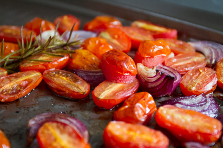Balsamic Roasted Vegetables and Lemon and Black Pepper Cod with Birds ...